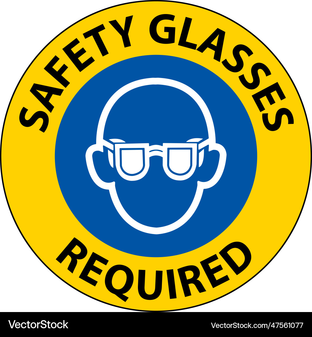 Floor sign safety glasses required Royalty Free Vector Image