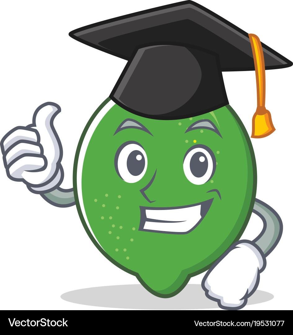 Graduation lime character cartoon style Royalty Free Vector
