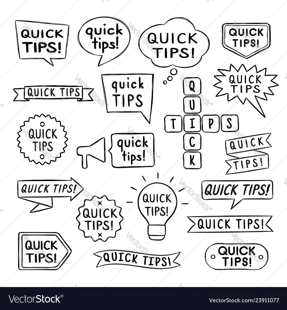 Hand drawn speech bubbles badges and ribbons Vector Image