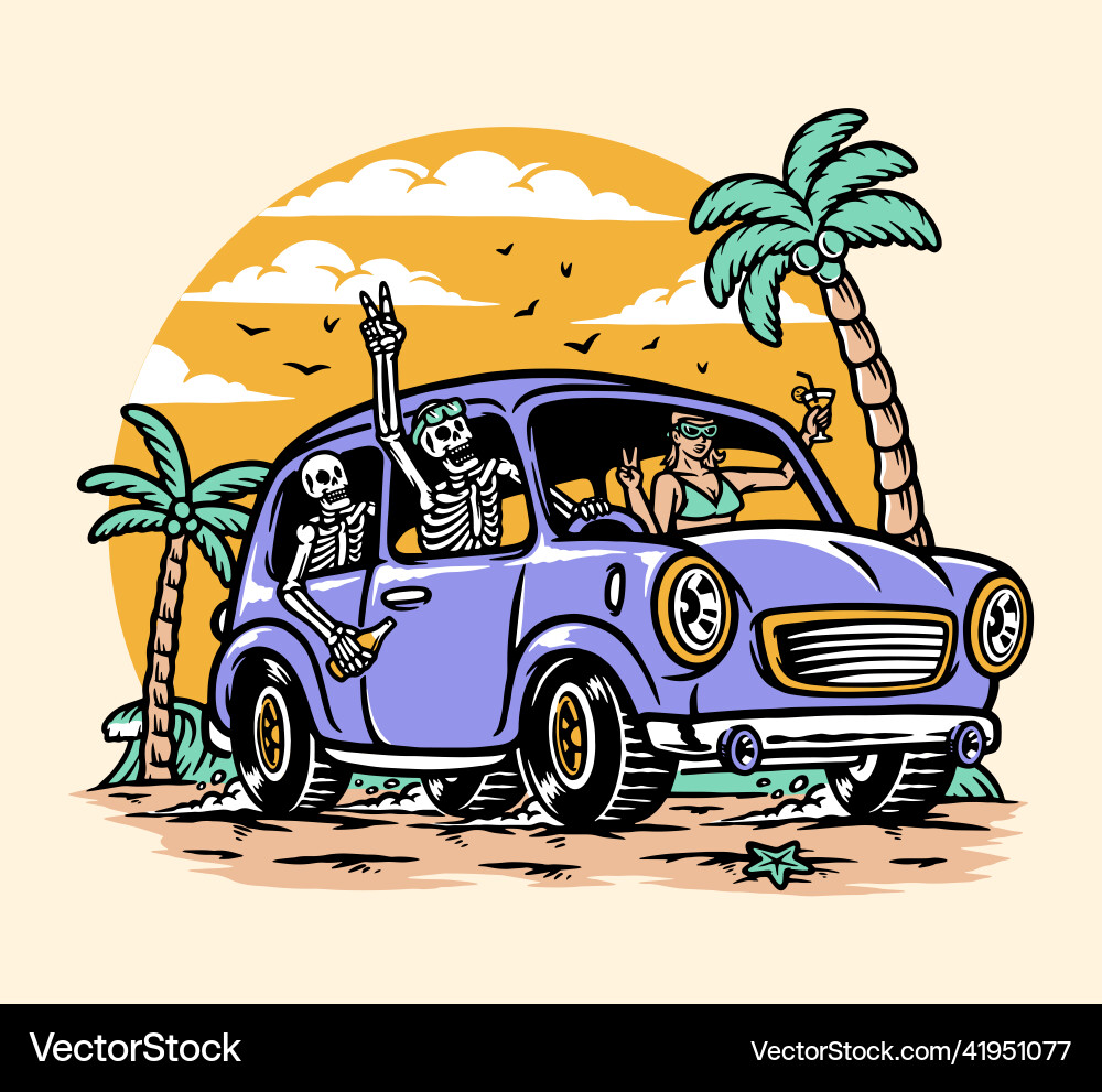 Having fun on the beach with friends Royalty Free Vector