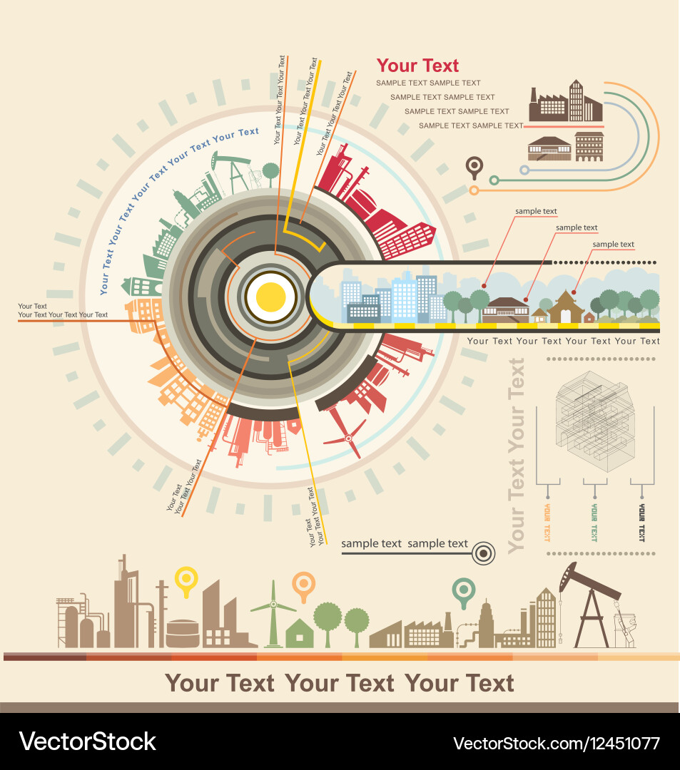 Infographics Industrial buildings Royalty Free Vector Image