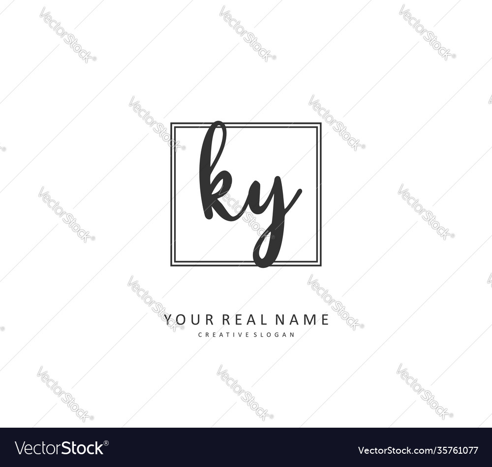 Ky Initial Letter Handwriting And Signature Logo Vector Image