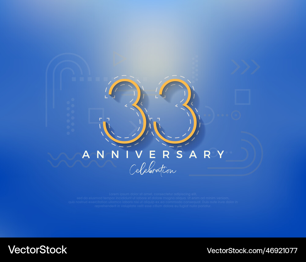 Line art number design for 33rd anniversary Vector Image