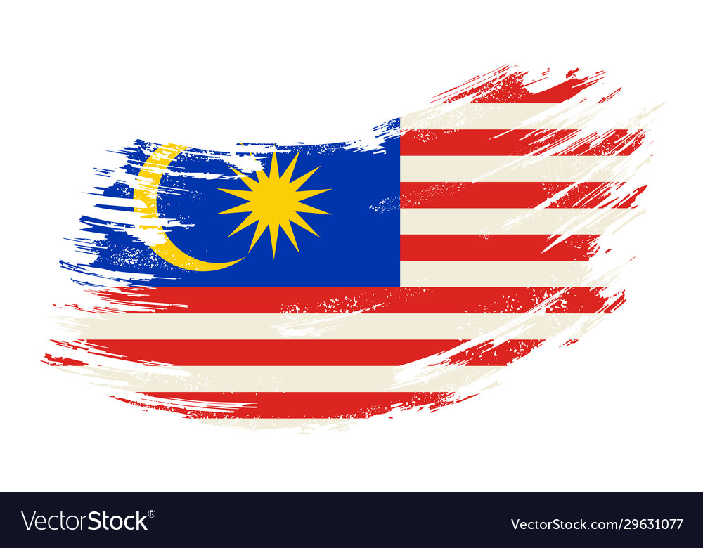 Malaysian Flag Grunge Brush Background Royalty Free Vector