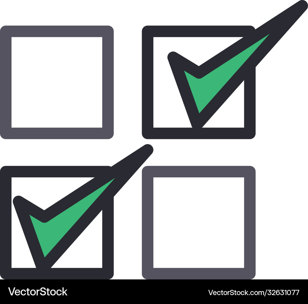 Options with check marks line and fill style icon Vector Image