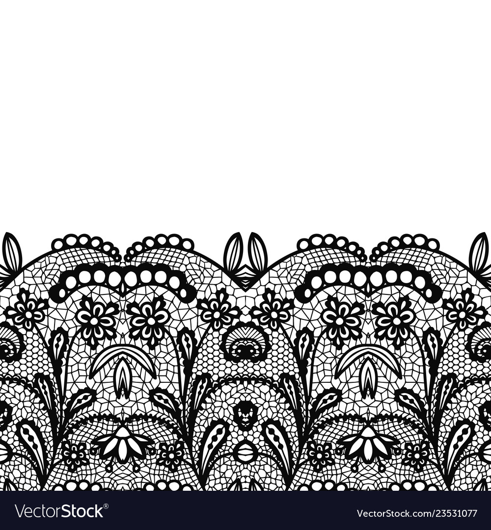 Seamless Vintage Black Lace Border Invitation Card