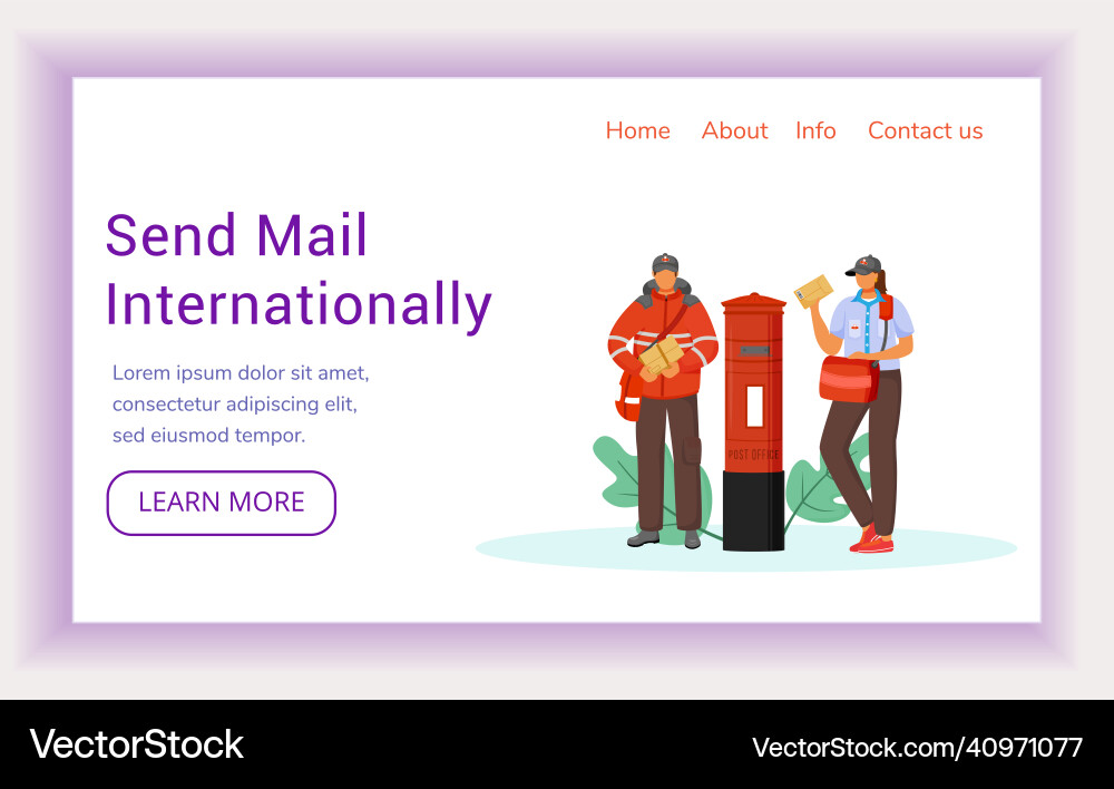 Send mail internationaly landing page template Vector Image