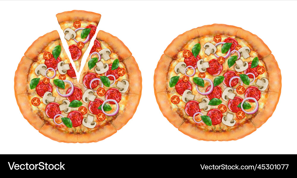 Top view of delicious pizza Royalty Free Vector Image