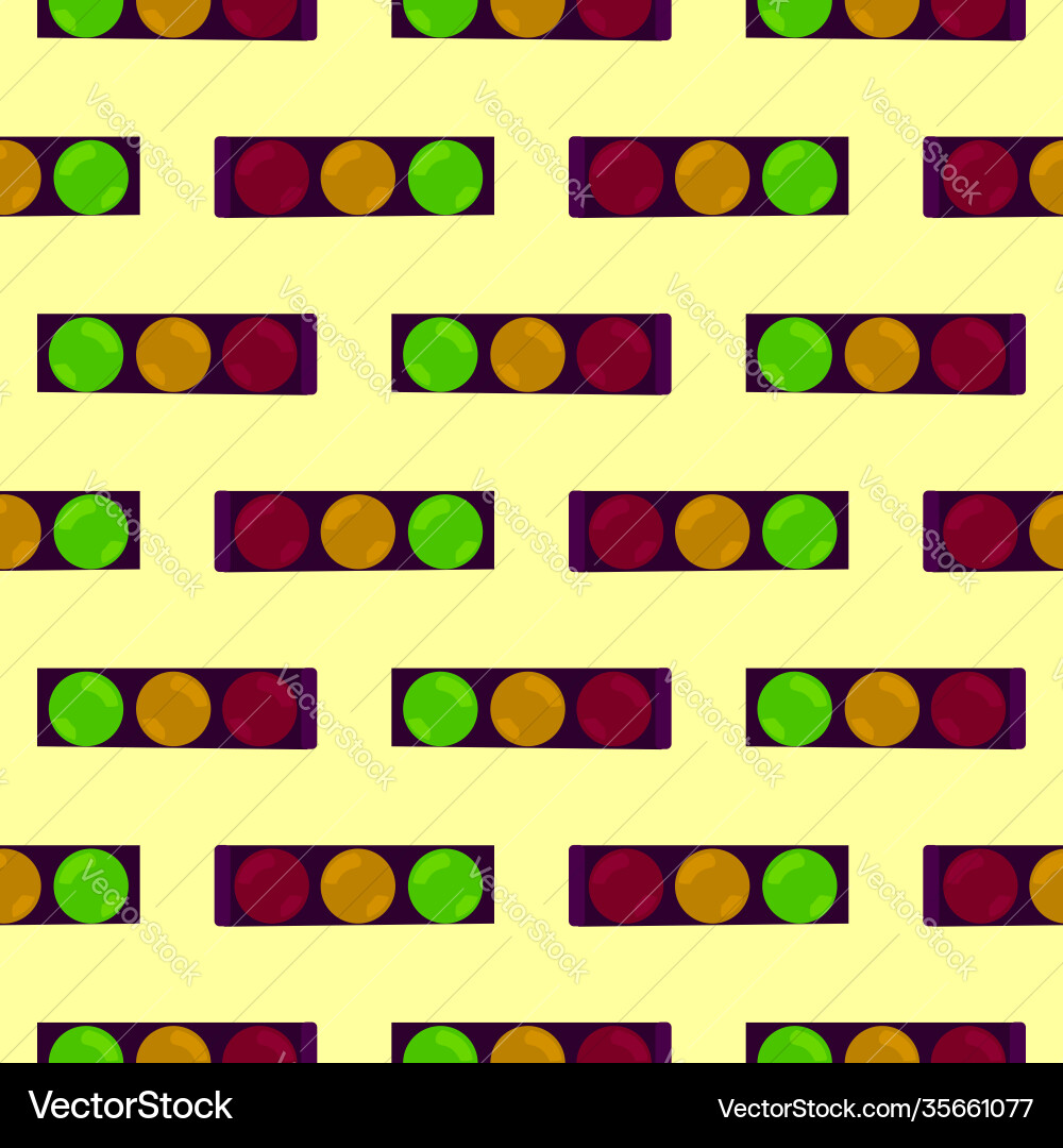 Traffic lightsseamless pattern on yellow Vector Image