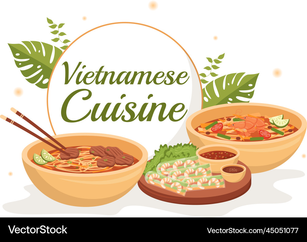 Vietnamese food restaurant menu with collection Vector Image
