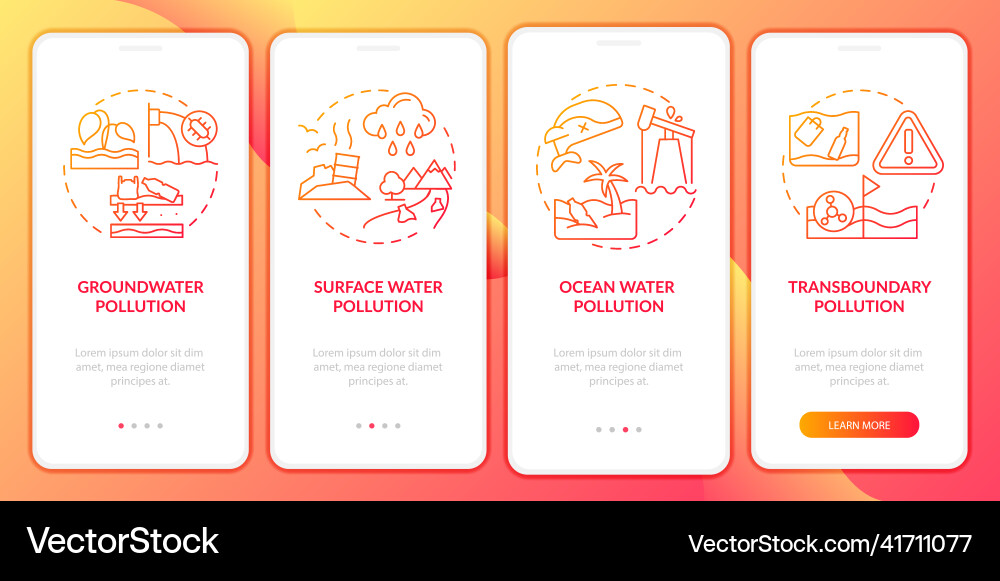 Water pollution categorization red gradient Vector Image
