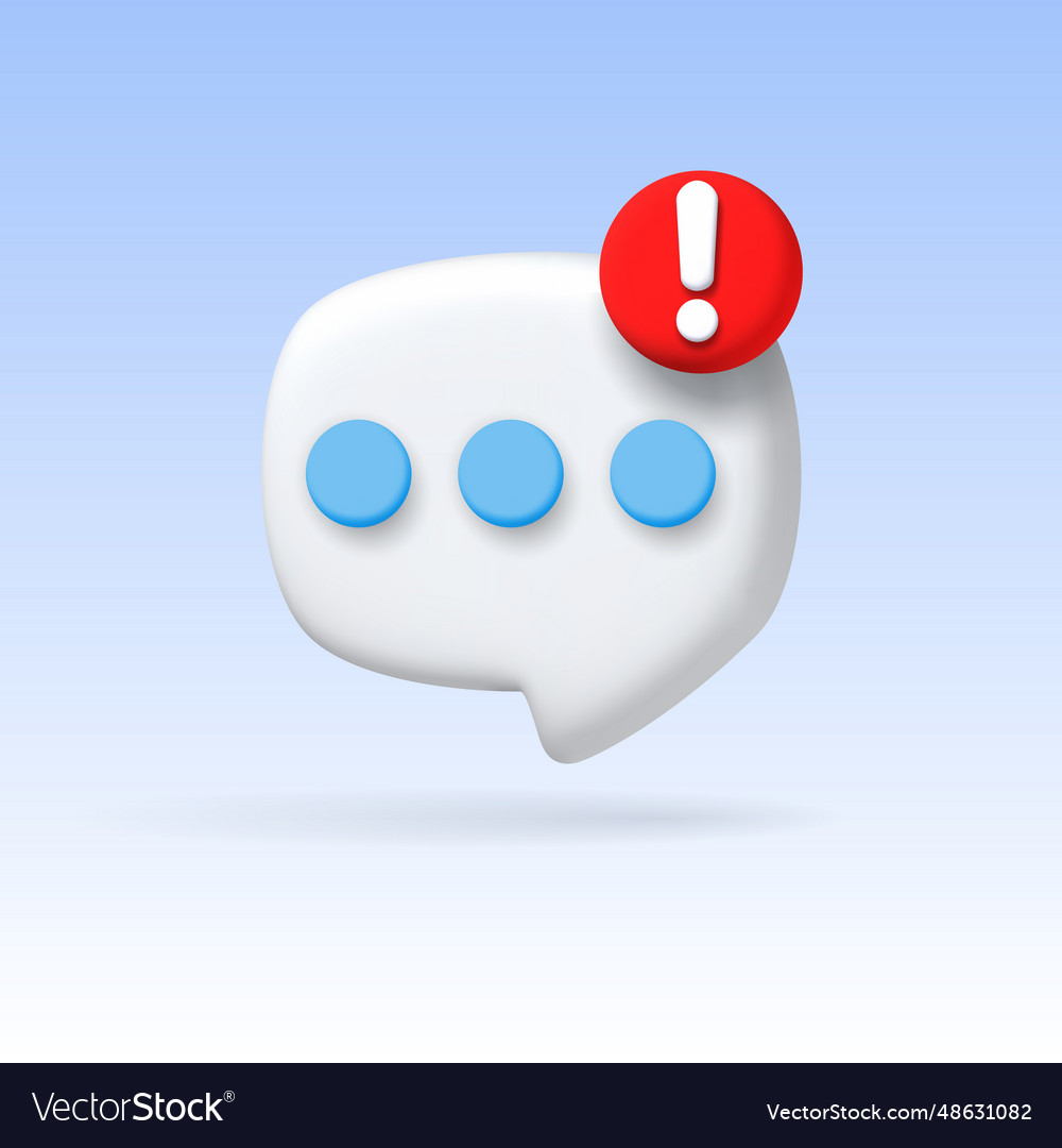 3d speech bubble icon with alert notice Royalty Free Vector