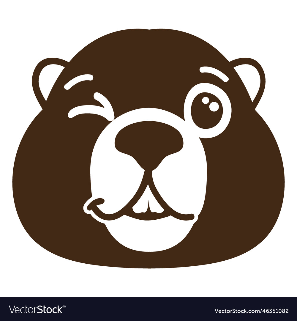 Beaver wink muzzle head flat Royalty Free Vector Image
