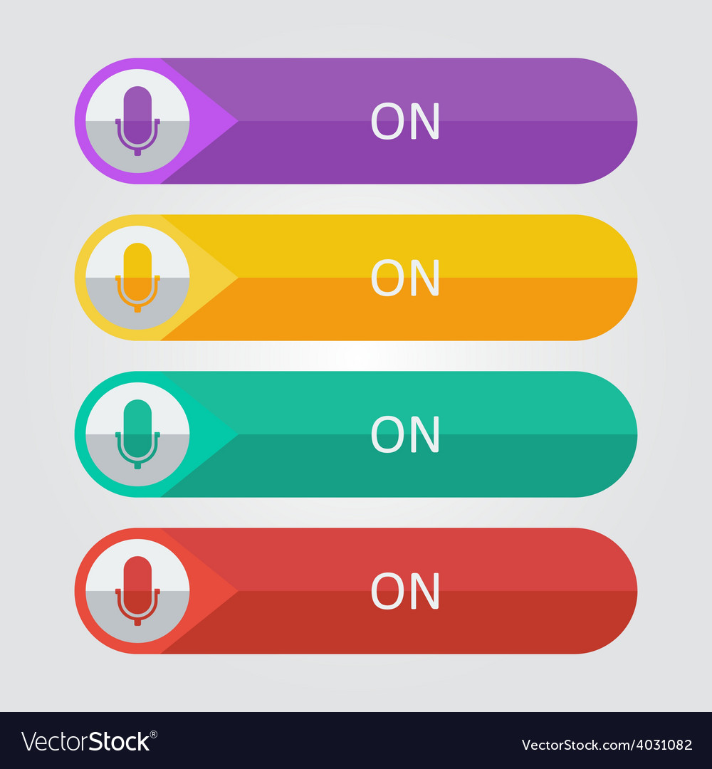 Flat buttons microphone Royalty Free Vector Image