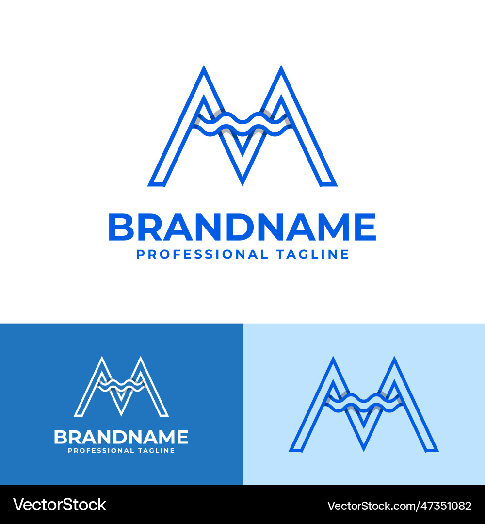 Letter m wave logo suitable for any business Vector Image