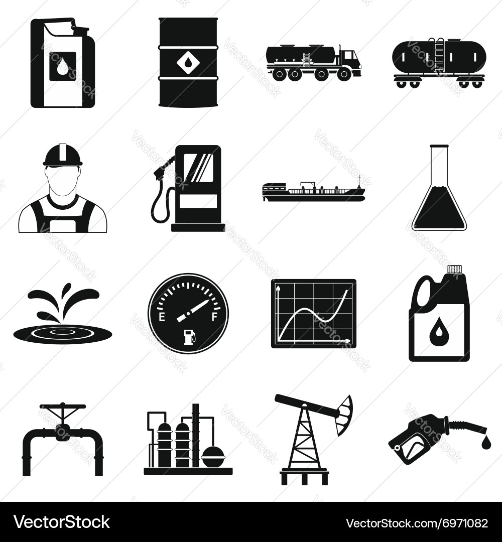 Oil industry simple icons set Royalty Free Vector Image
