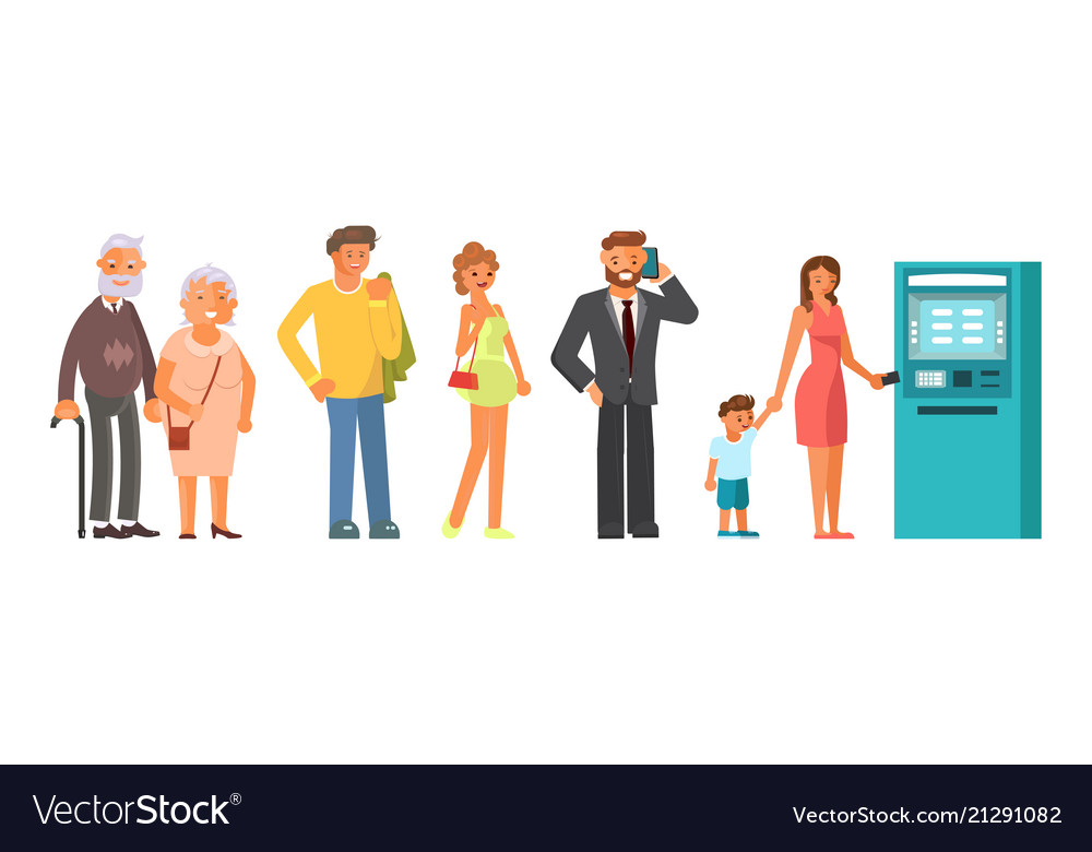 Queue at atm Royalty Free Vector Image - VectorStock