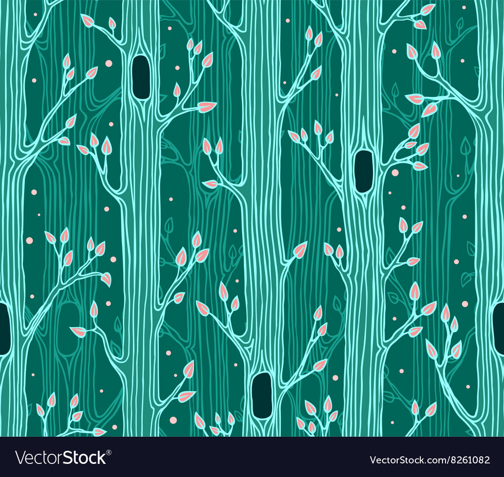 Seamless pattern with trees Royalty Free Vector Image