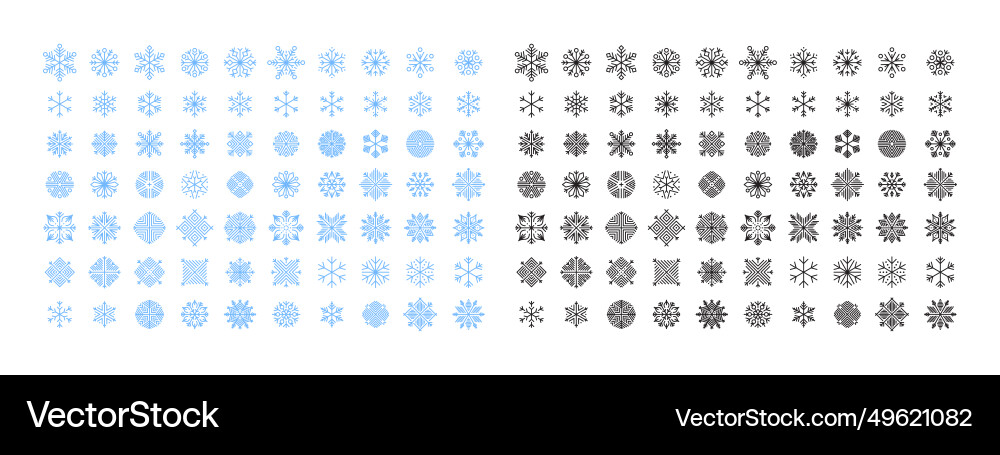 Snowflakes big set blue and black Royalty Free Vector Image