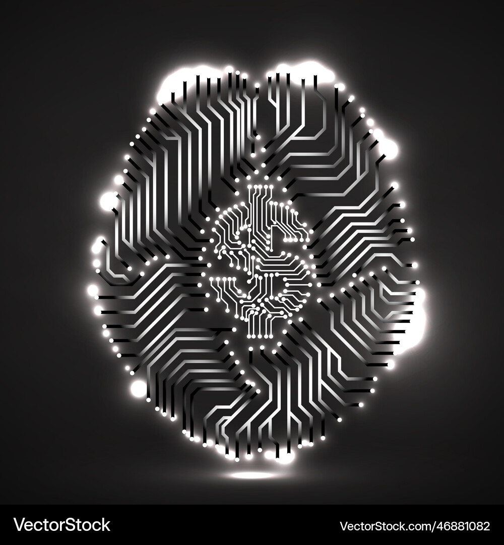 Technology brain with dollar sign inside creative Vector Image