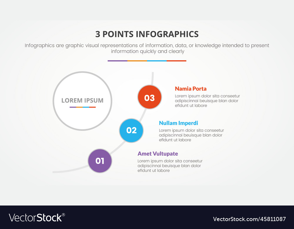 3 points or stages infographic concept with one Vector Image 3 points or stages infographic concept with one Vector Image