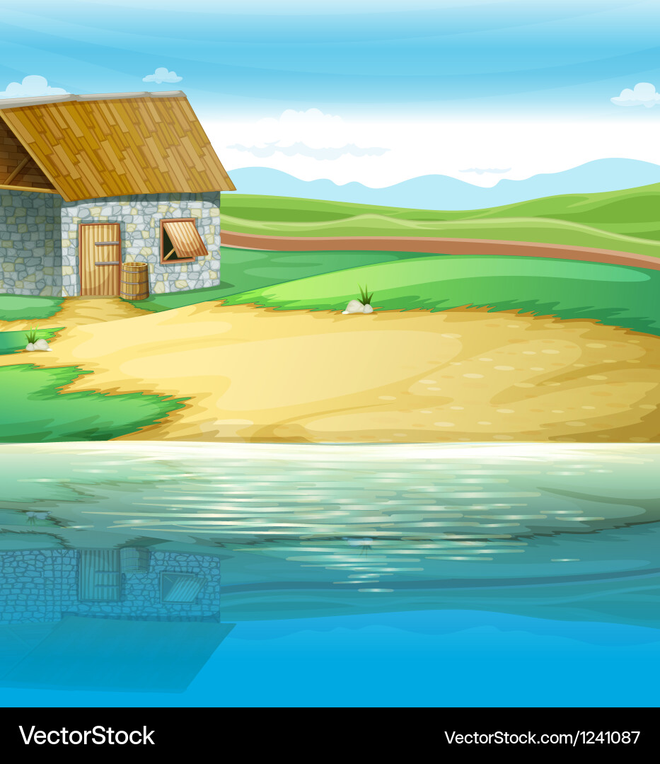 A house near the river Royalty Free Vector Image