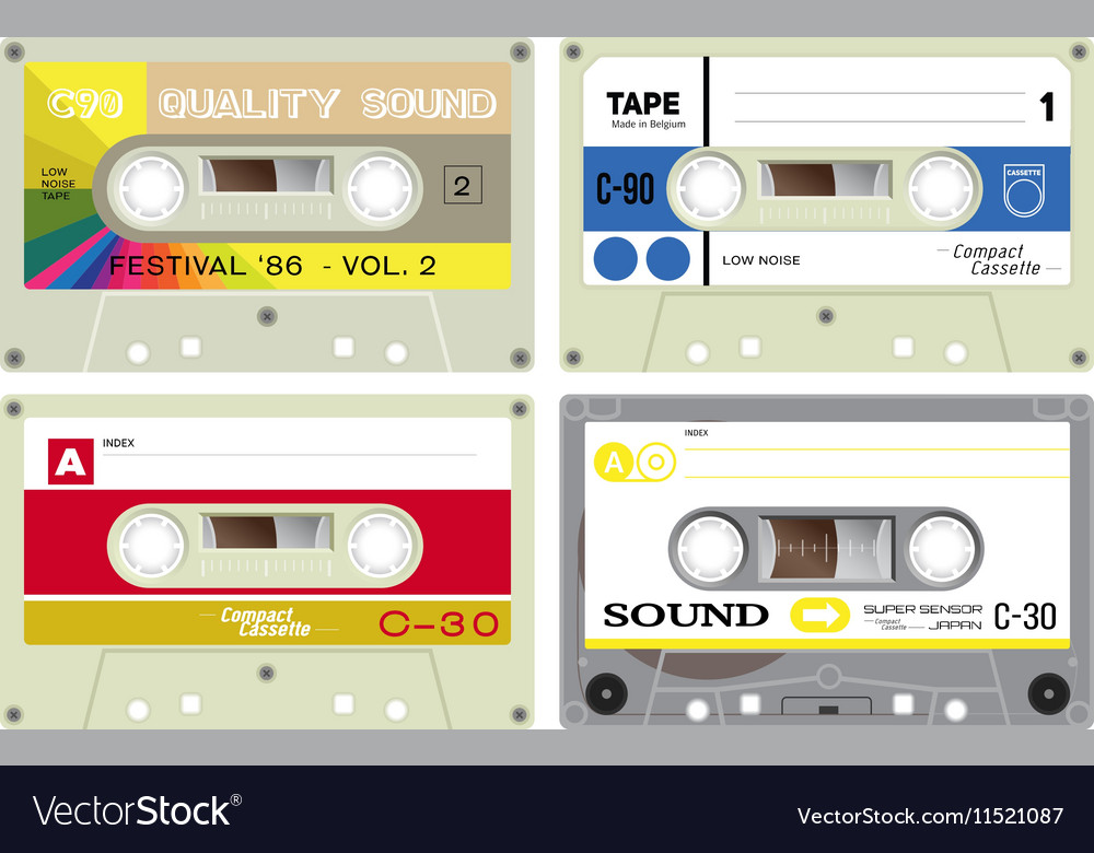 Audio cassette records Royalty Free Vector Image Audio cassette records Royalty Free Vector Image