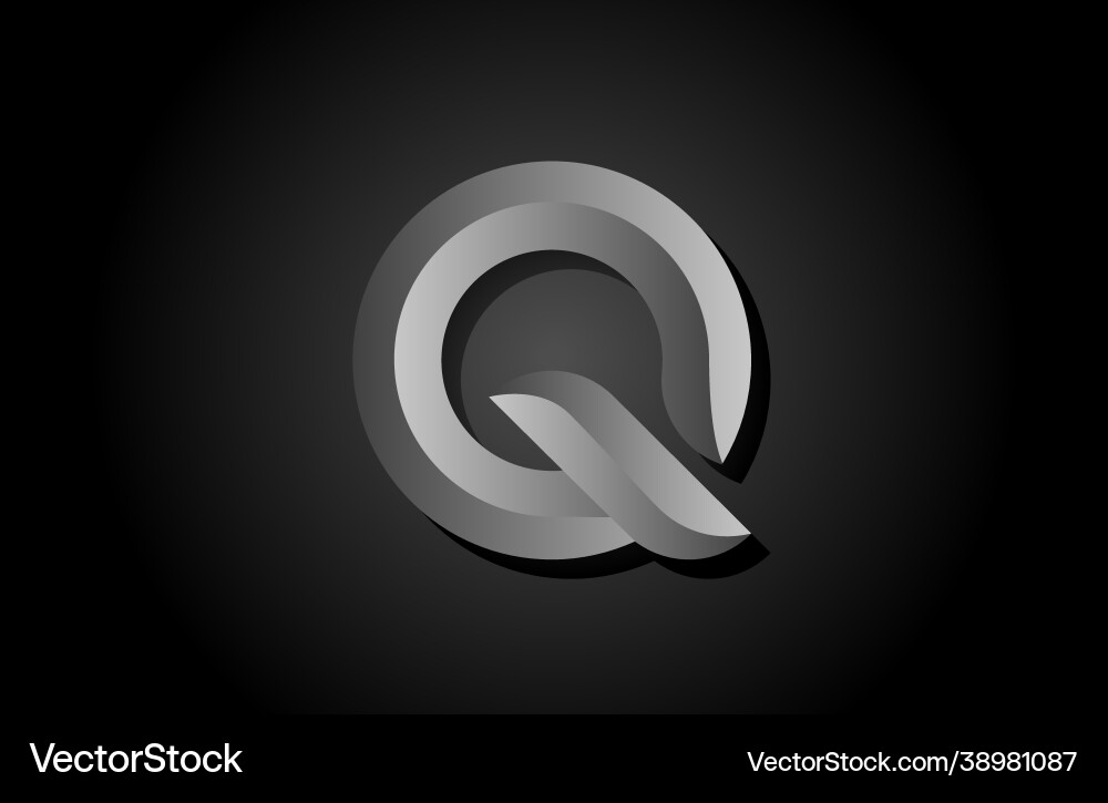 Black grey gradient q alphabet letter icon logo Vector Image