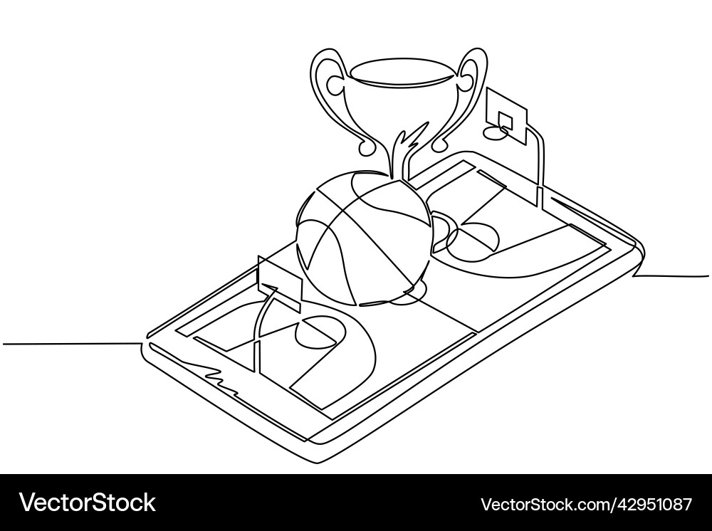Continuous one line drawing basketball ball Vector Image