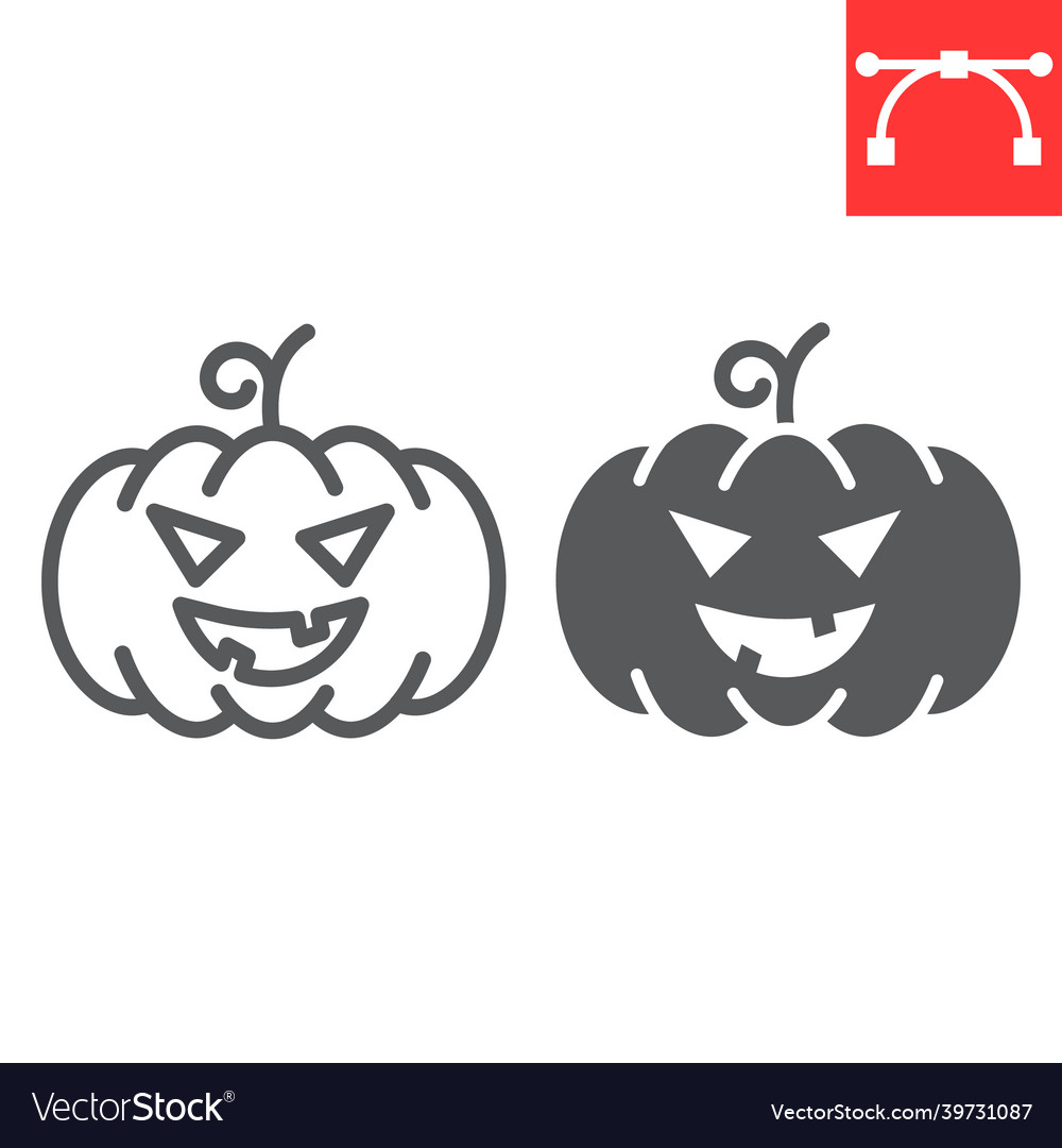 Halloween pumpkin line and glyph icon Royalty Free Vector