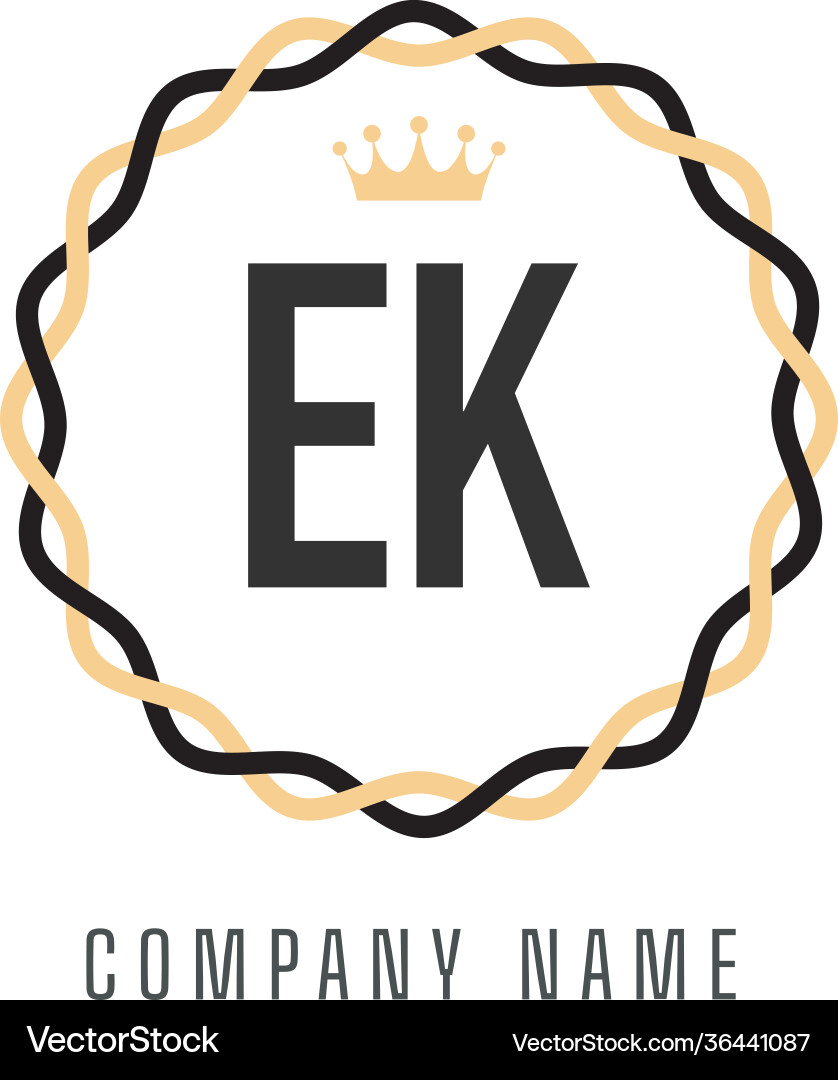 Initial letter ek king logo concept vintage Vector Image