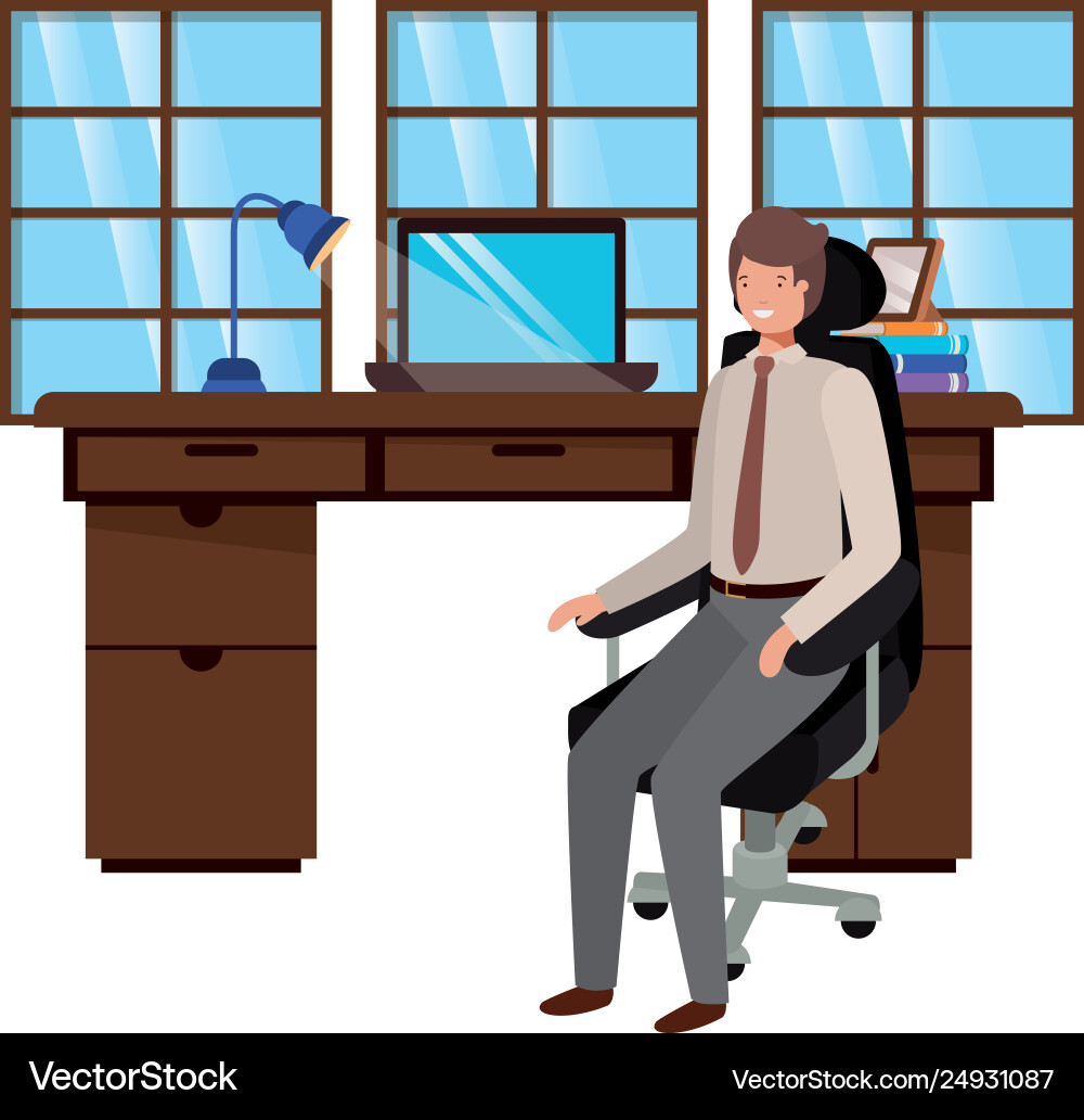 Man working in office avatar character Royalty Free Vector