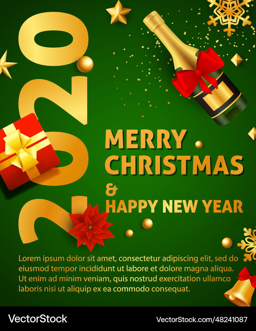 Merry christmas two thousand twenty lettering Vector Image