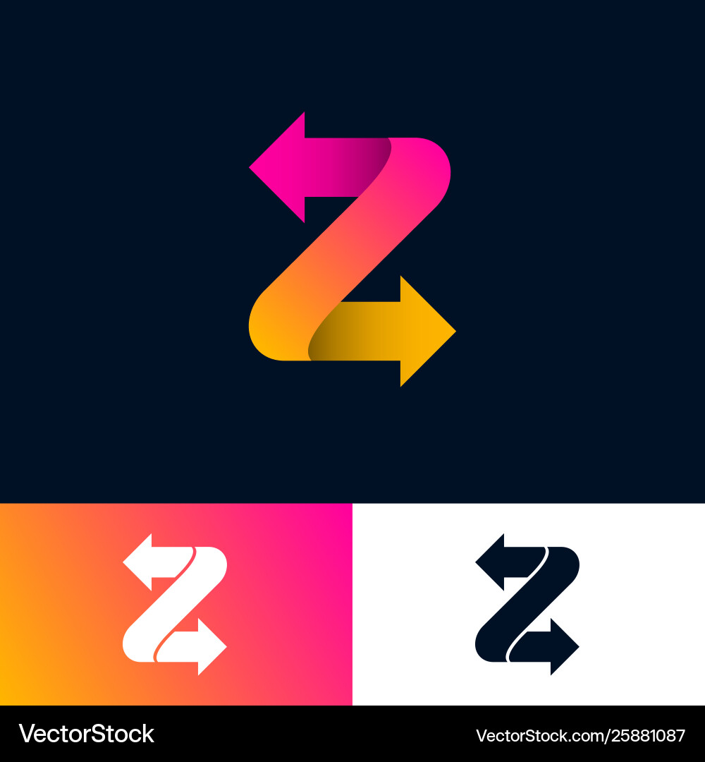 Monogram z arrows letter with directions Vector Image