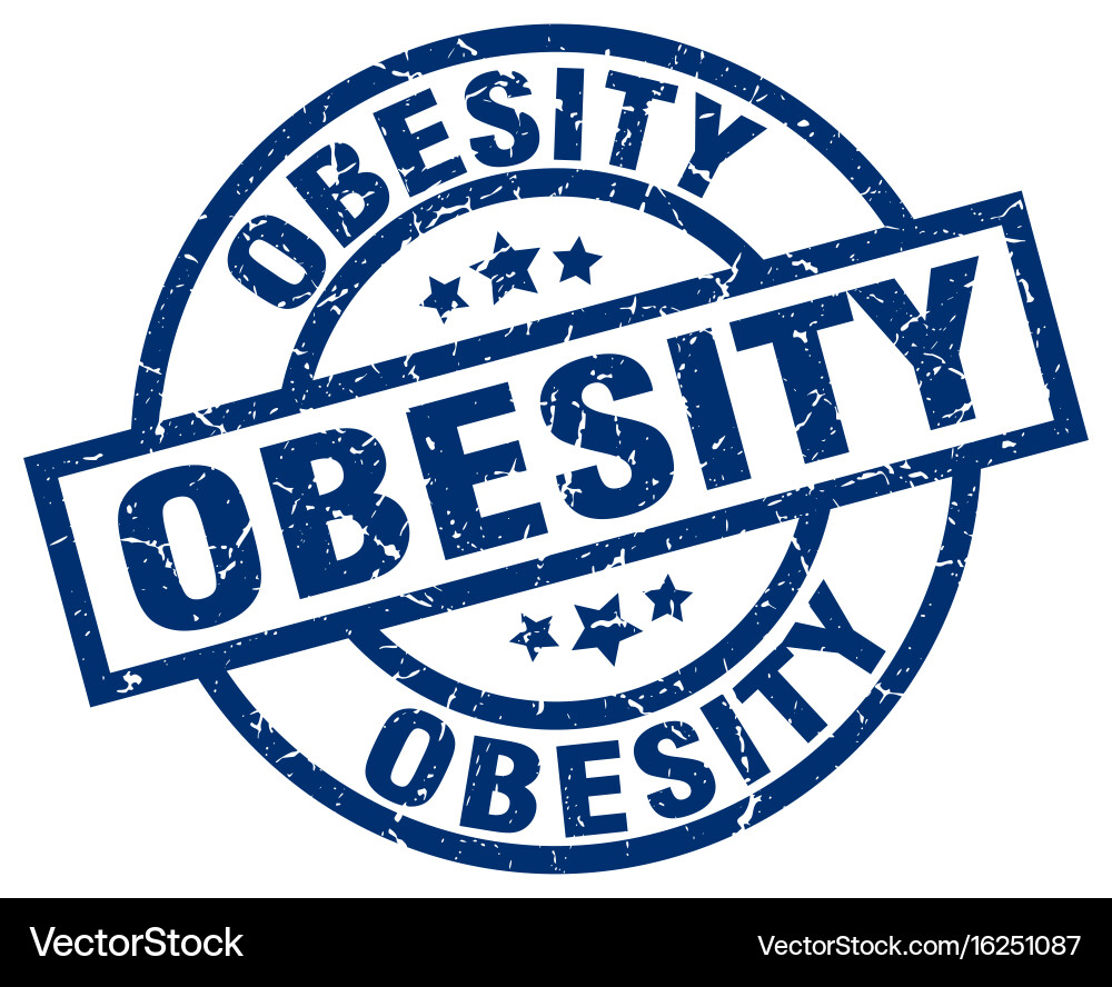 Obesity blue round grunge stamp Royalty Free Vector Image