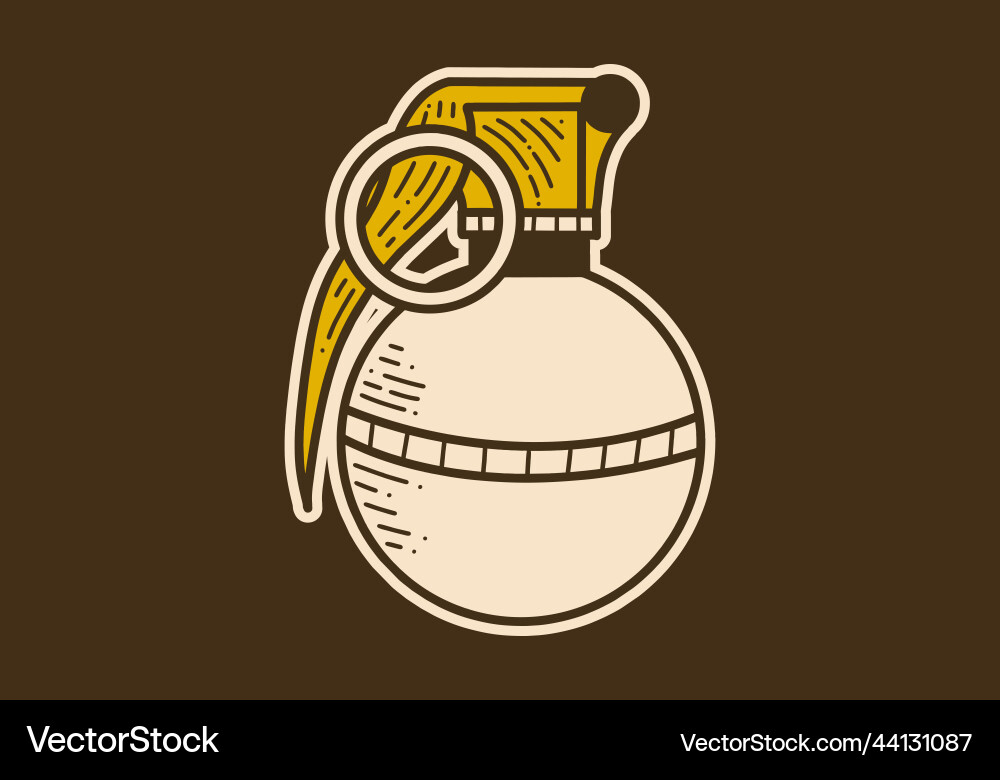 Round grenade vintage retro art Royalty Free Vector Image