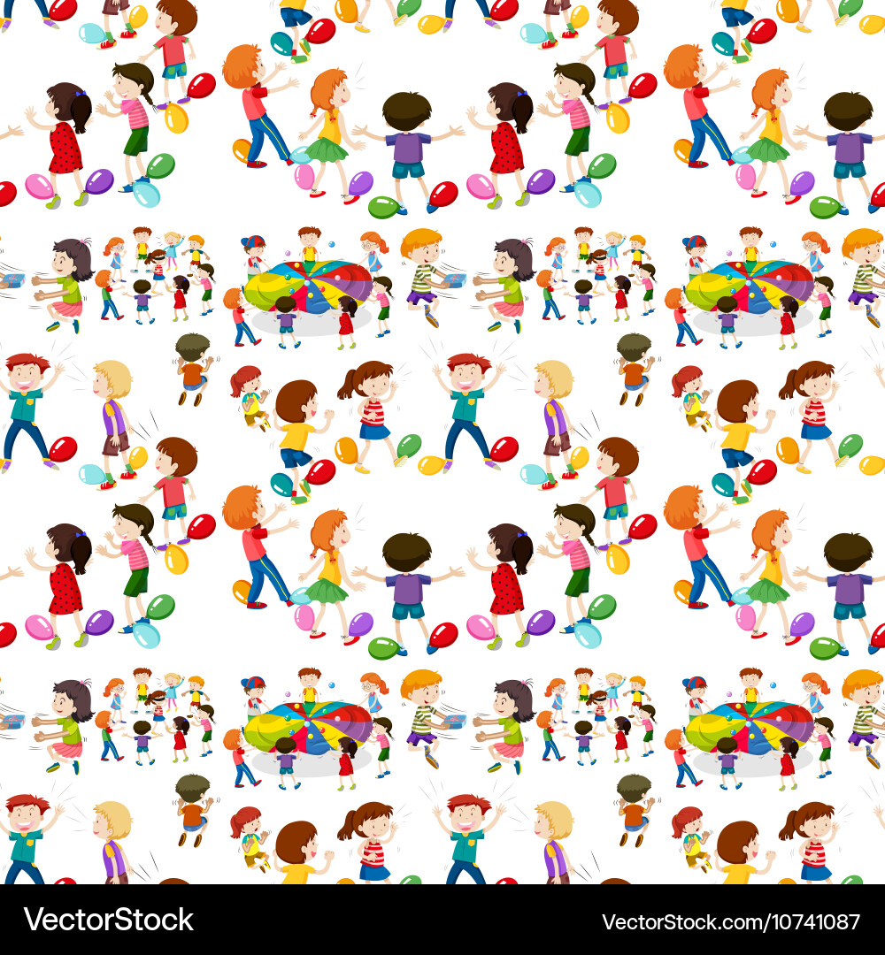 Seamless background with kids playing games Vector Image