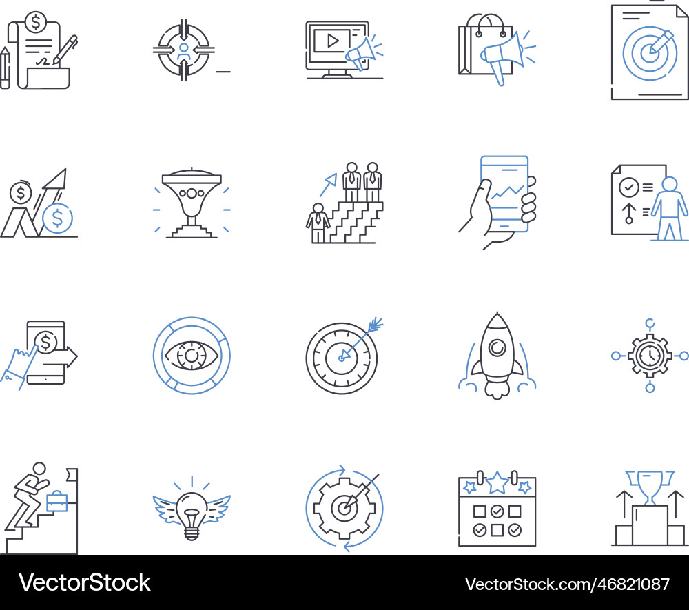 Service model line icons collection outsourcing Vector Image