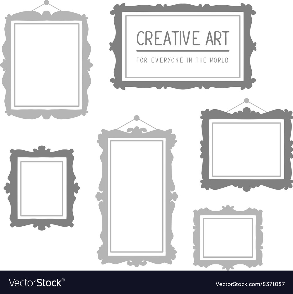 Set of gray rectangular frames isolated o Vector Image