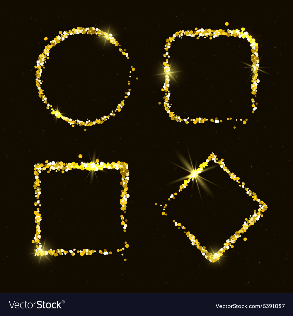 Shiny golden glitter frames for holiday designs Vector Image