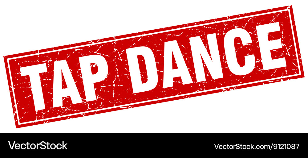 Tap dance red square grunge stamp on white Vector Image
