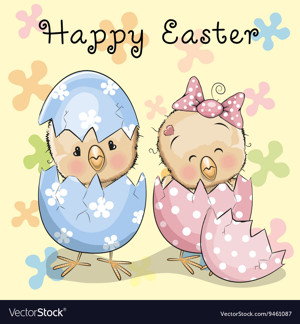 Two hatched chicks Royalty Free Vector Image - VectorStock