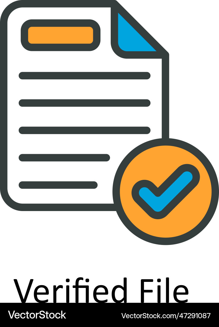 Verified file fill outline icon design illu Vector Image