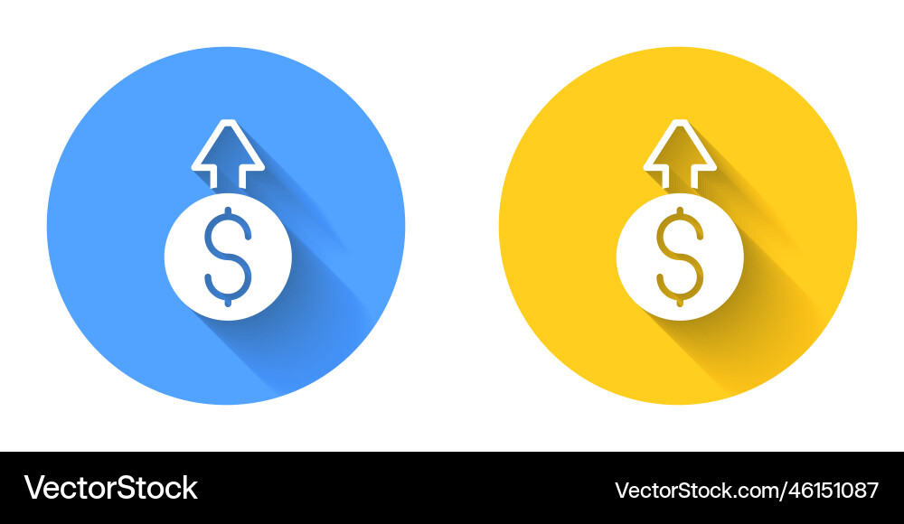 White financial growth dollar coin icon isolated Vector Image