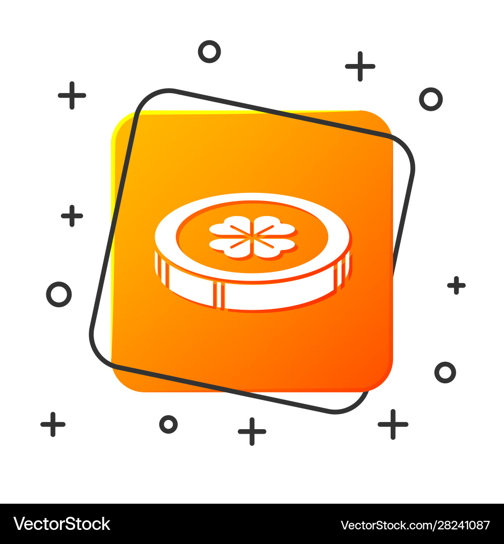 White gold coin with four leaf clover icon Vector Image