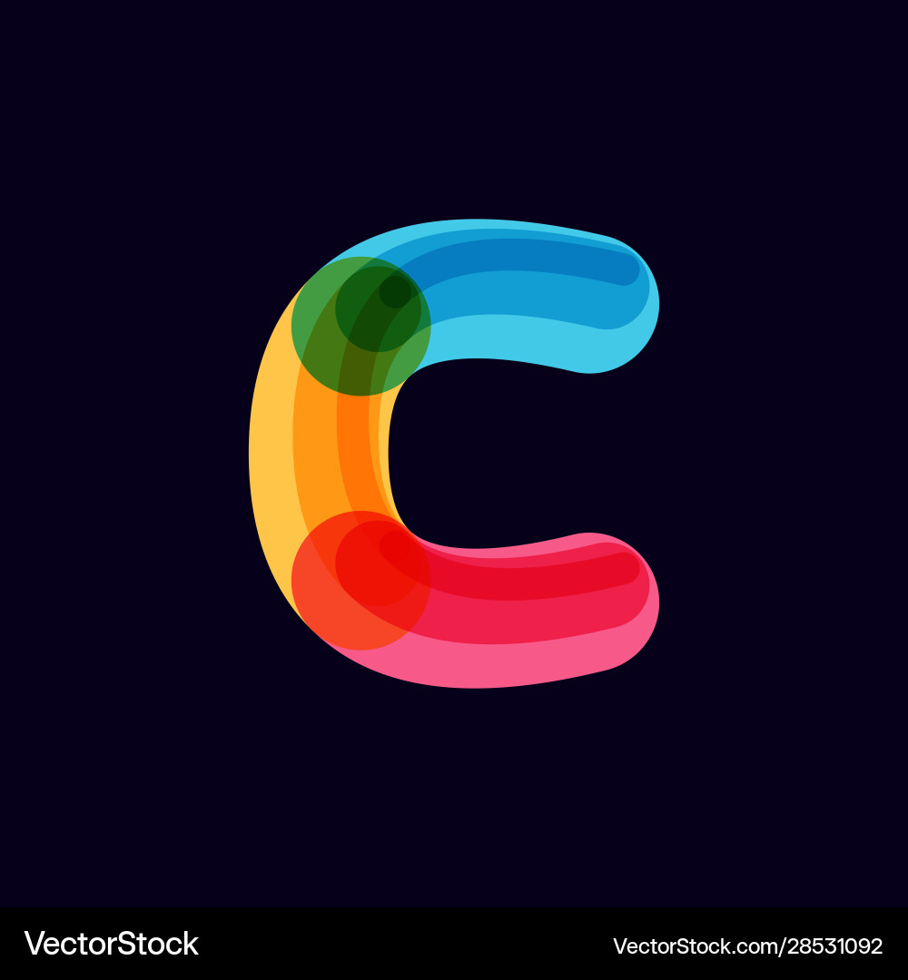C letter vivid logo with overlapping lines on Vector Image