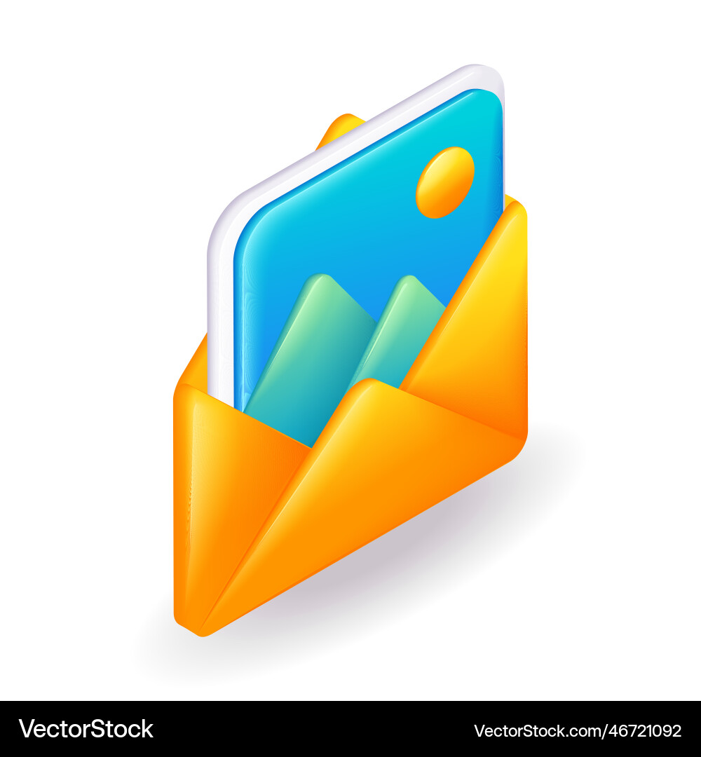 Isometric 3d icon yellow envelope of an email Vector Image