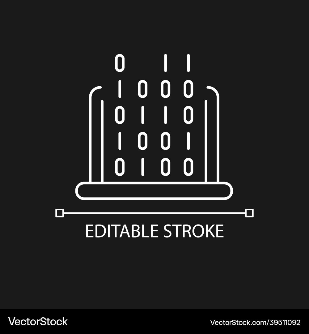 It White Linear Icon For Dark Theme Royalty Free Vector