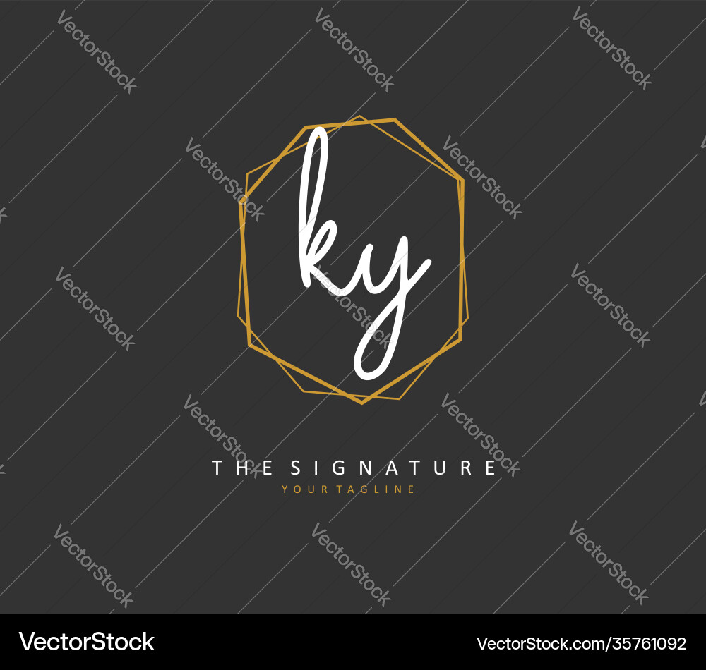Ky initial letter handwriting and signature logo Vector Image
