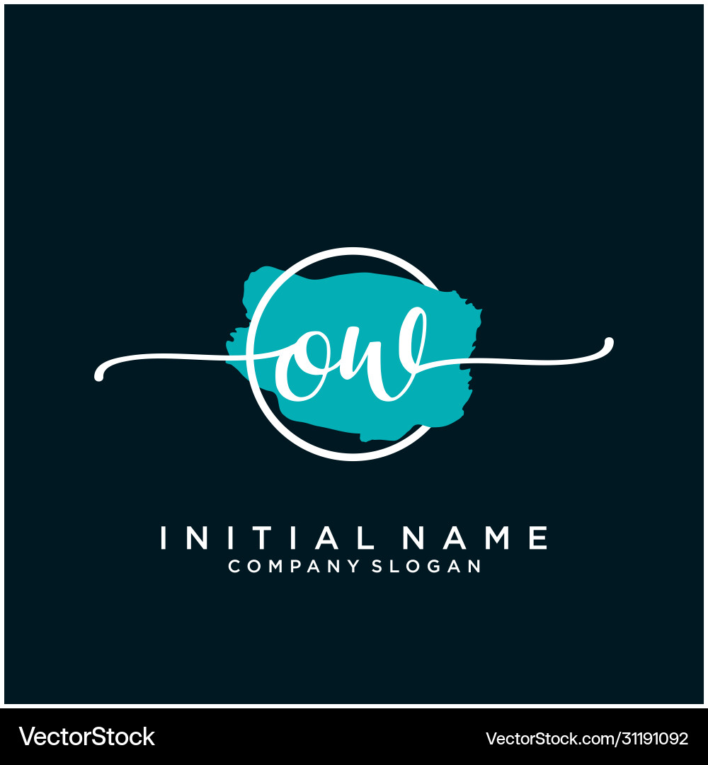 Ow initial handwriting logo design with brush Vector Image